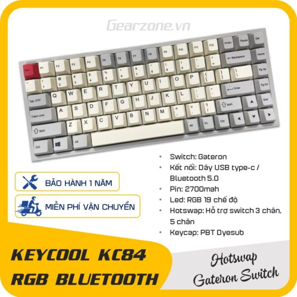 KEYCOOL KC84 RGB BLUETOOTH - HOTSWAP Gateron switch - Gearzone.vn
